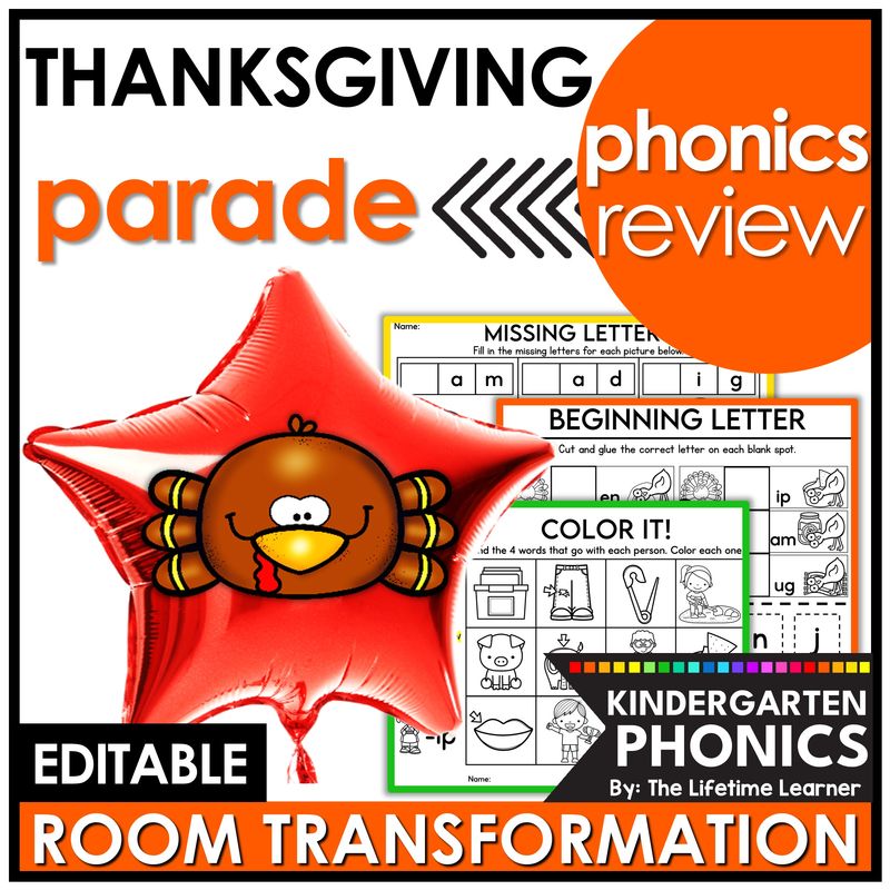Kindergarten Phonics Review Thanksgiving Room Transformation - The ...
