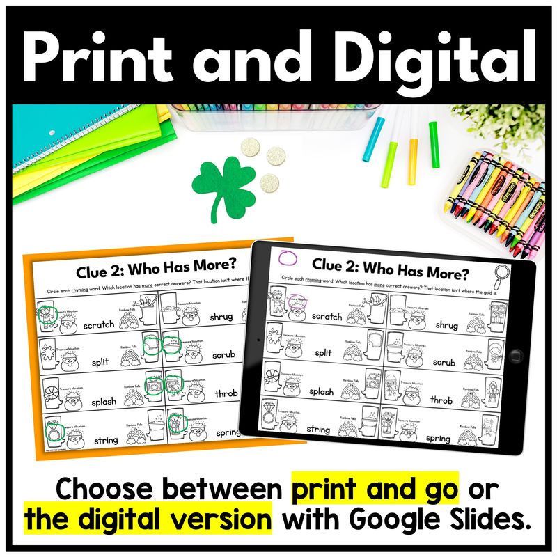 St. Patrick’s Day Phonics Mystery 1st Grade | Review Game