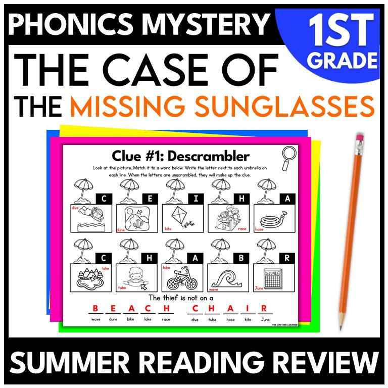 Summer Phonics Mystery 1st Grade | End of Year Review Activity