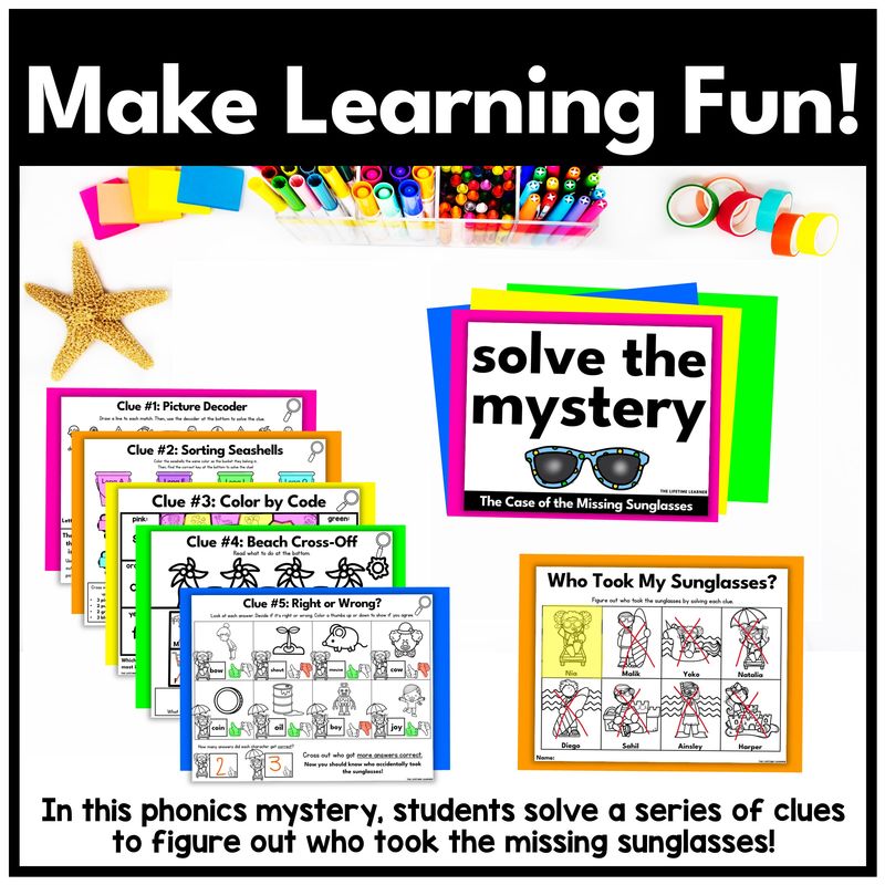 Summer Phonics Mystery 1st Grade | End of Year Review Activity