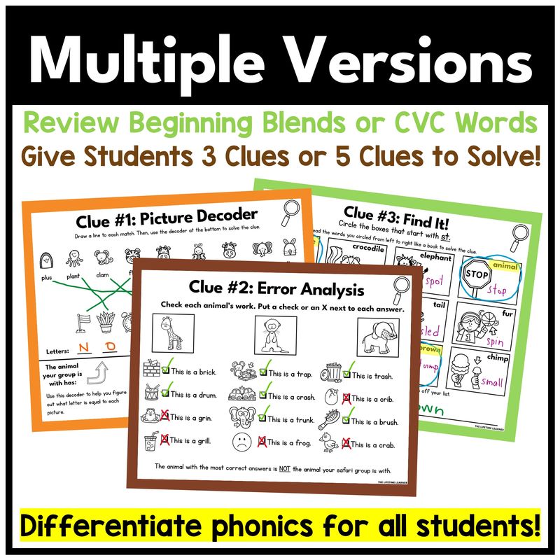 Safari Phonics Mystery 1st Grade | Beginning Blends Game