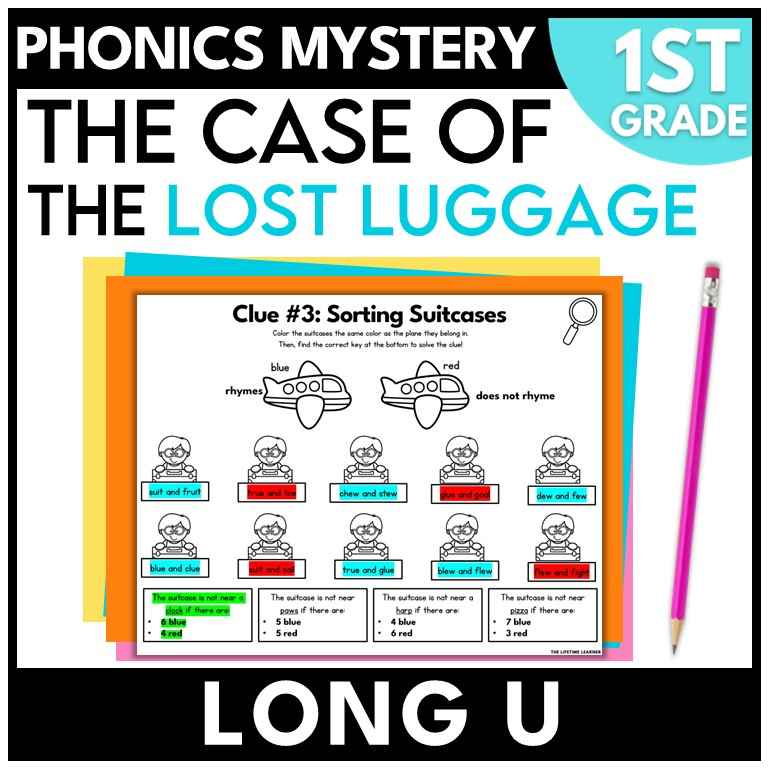 Travel Phonics Mystery 1st Grade | Long U Activity
