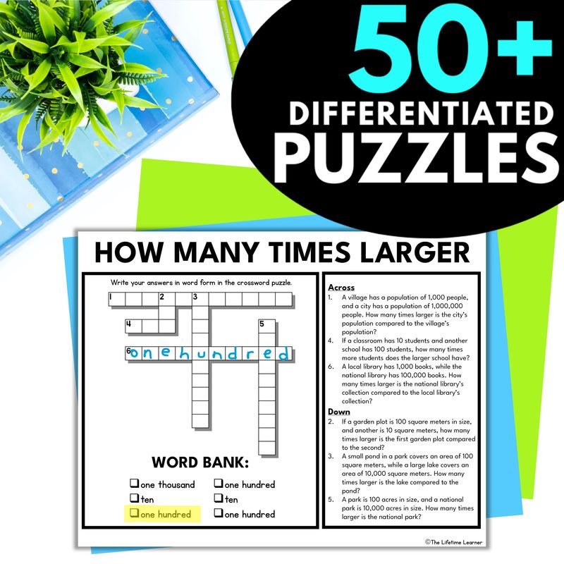4th Grade Math Crossword Puzzles | Hands On Math Activities