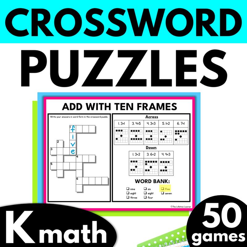 Kindergarten Math Crossword Puzzles | Hands On Math Activities