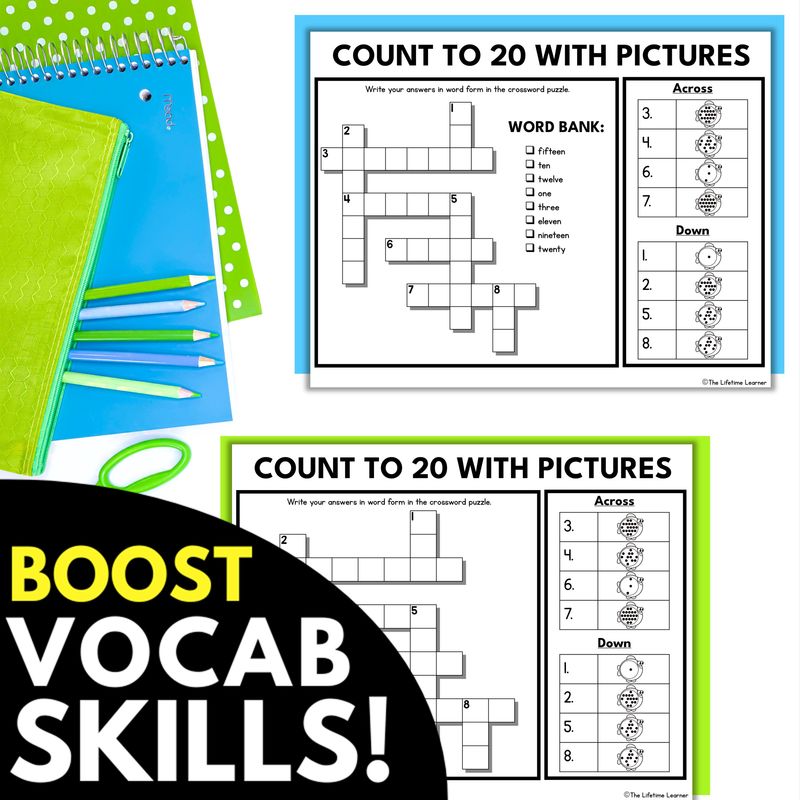 Kindergarten Math Crossword Puzzles | Hands On Math Activities
