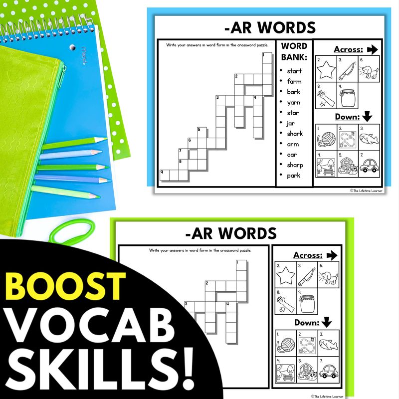 Kindergarten and 1st Grade Phonics Crossword Puzzles | Hands On Reading ...