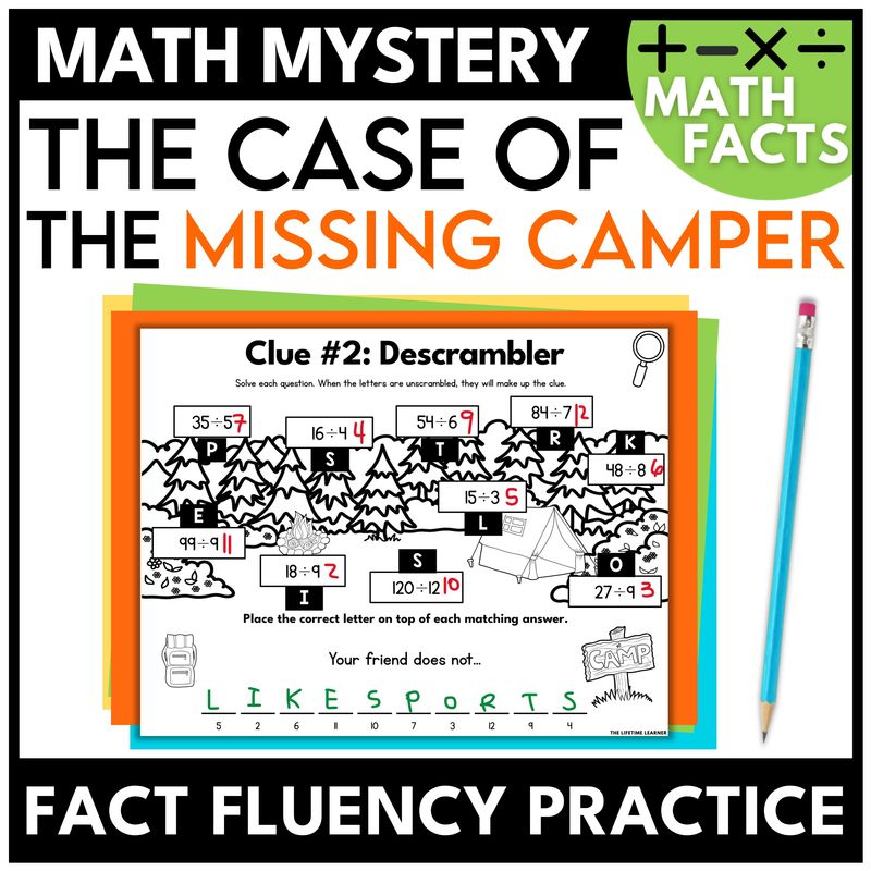 Camping Math Fact Mystery | Addition, Subtraction, Multiplication, Division