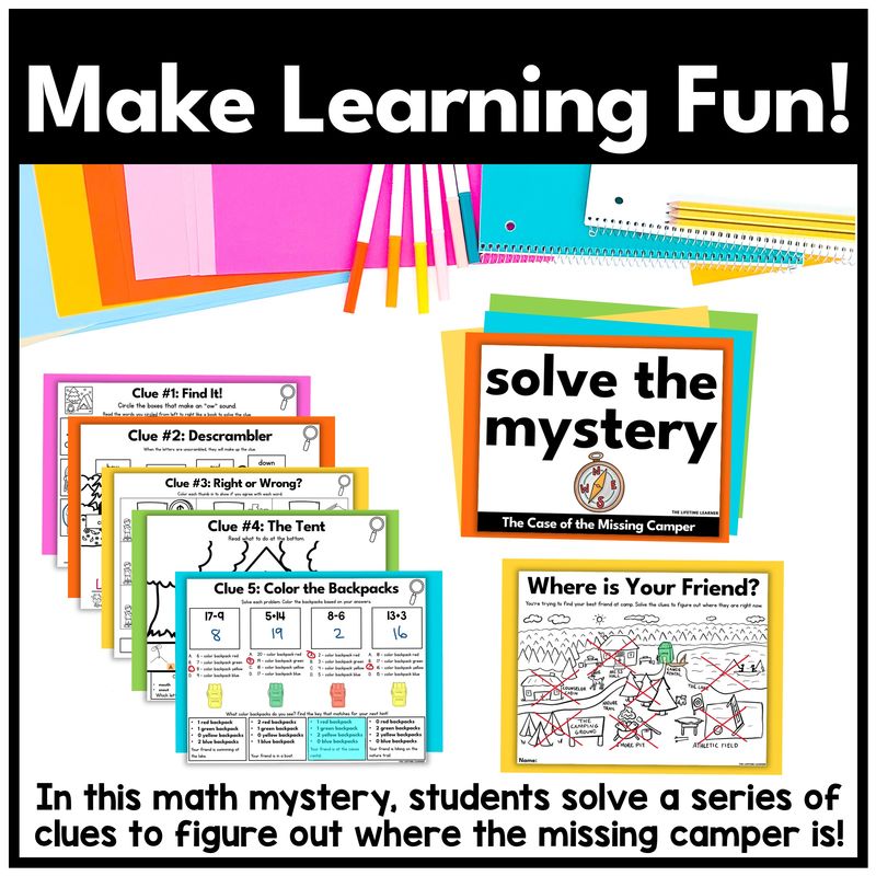 Camping Math Fact Mystery | Addition, Subtraction, Multiplication, Division