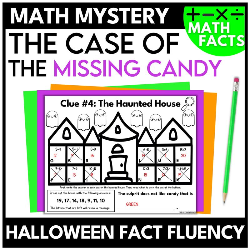 Halloween Math Fact Fluency Math Mystery - The Lifetime Learner