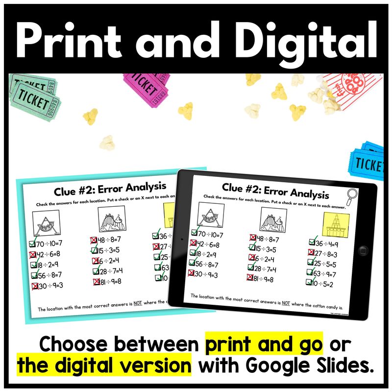 Theme Park Math Fact Mystery | Addition, Subtraction, Multiplication ...