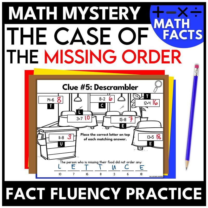 Restaurant Math Fact Mystery | Addition, Subtraction, Multiplication ...