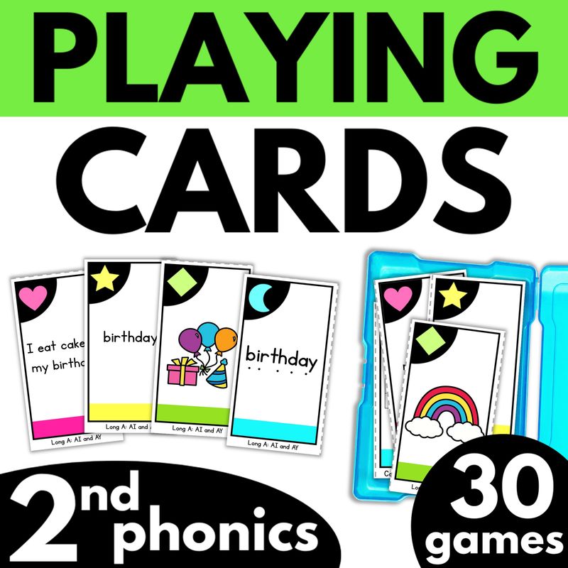 2nd Grade Phonics Playing Cards - The Lifetime Learner