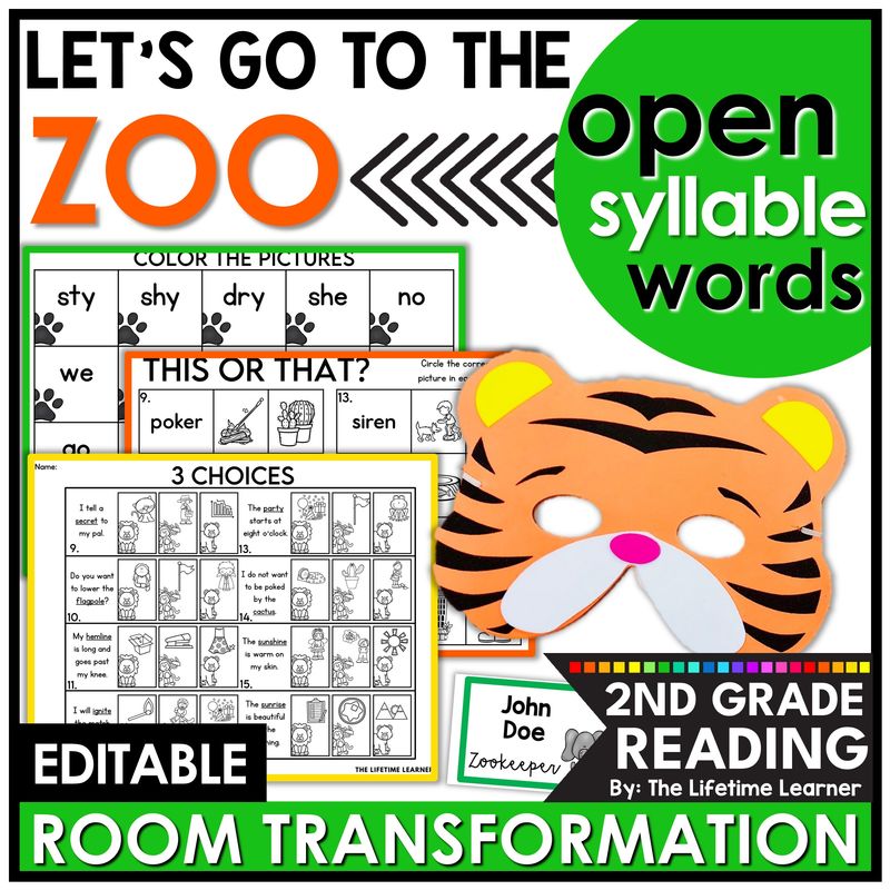 Open Syllable 2nd Grade Zoo Room Transformation - The Lifetime Learner