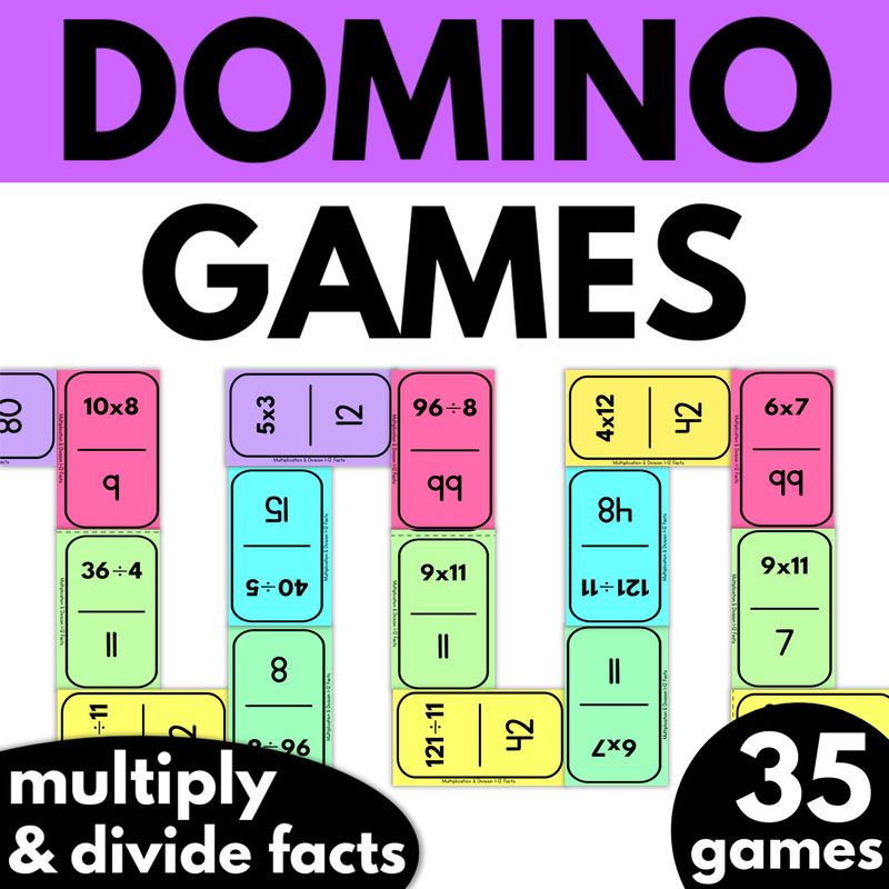 Multiplication and DIvision Fact Dominoes Math Games - The Lifetime Learner