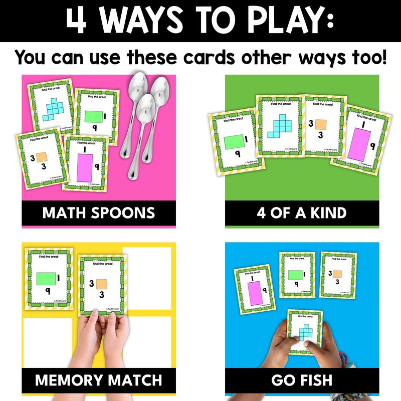 Finding Area Math Spoons Card Game | Fun Review Activity