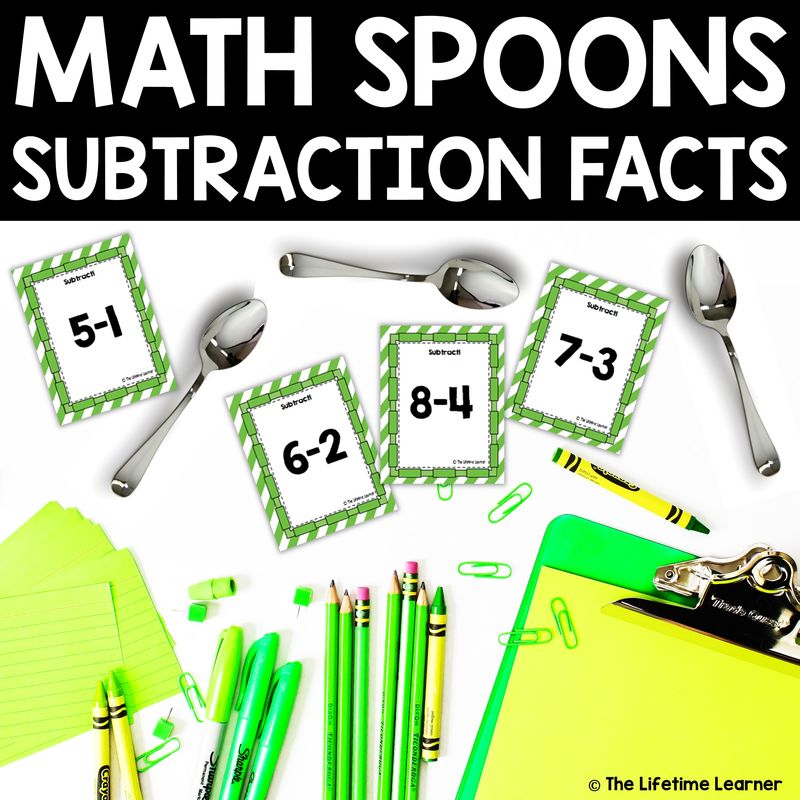 Subtraction Fact Fluency Math Spoons Game - The Lifetime Learner