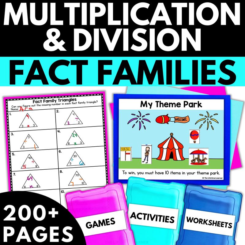 3rd Grade Multiplication & Division Fact Families Worksheets ...