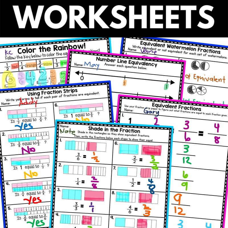 3rd Grade Equivalent Fractions Worksheets & Activities - The Lifetime ...