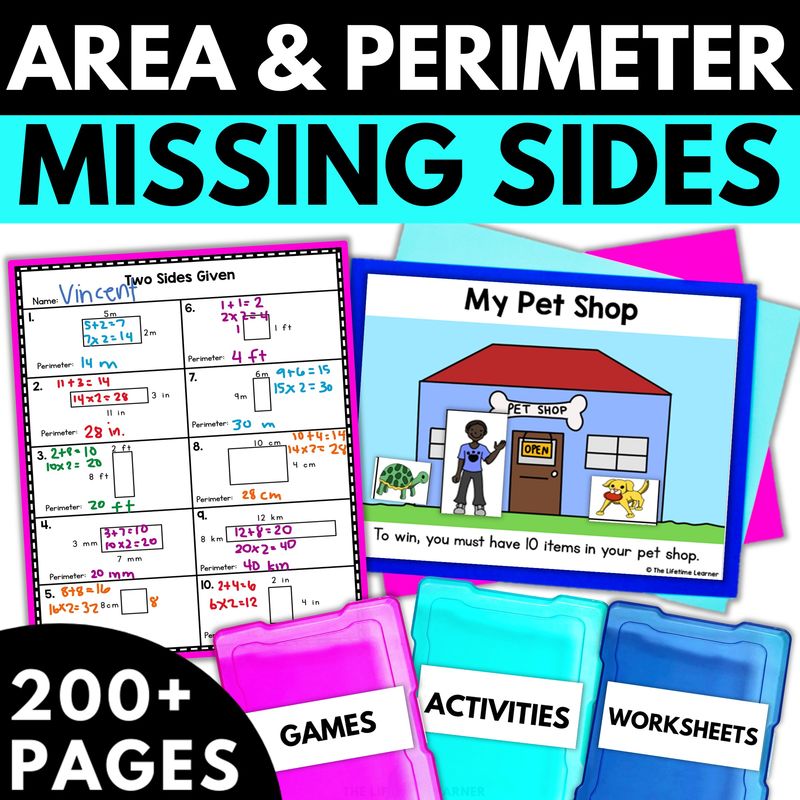 3rd Grade Area and Perimeter Missing Sides Worksheets & Activities ...