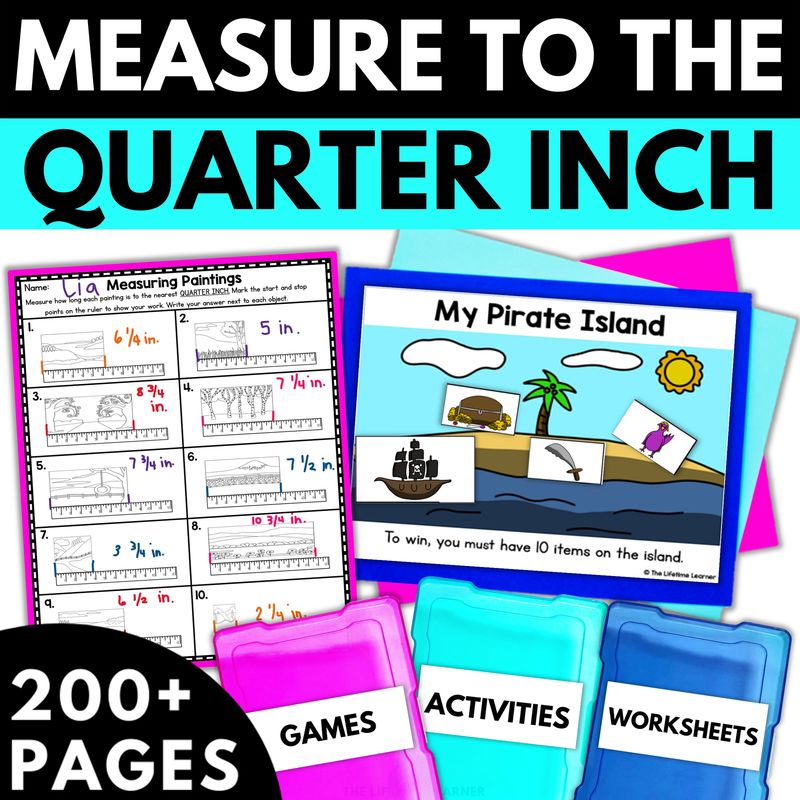 3rd Grade Measure to the Nearest Quarter Inch Worksheets & Activities ...