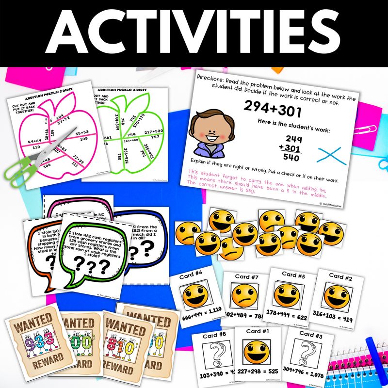3rd Grade 3 Digit Addition with Regrouping Worksheets & Activities ...
