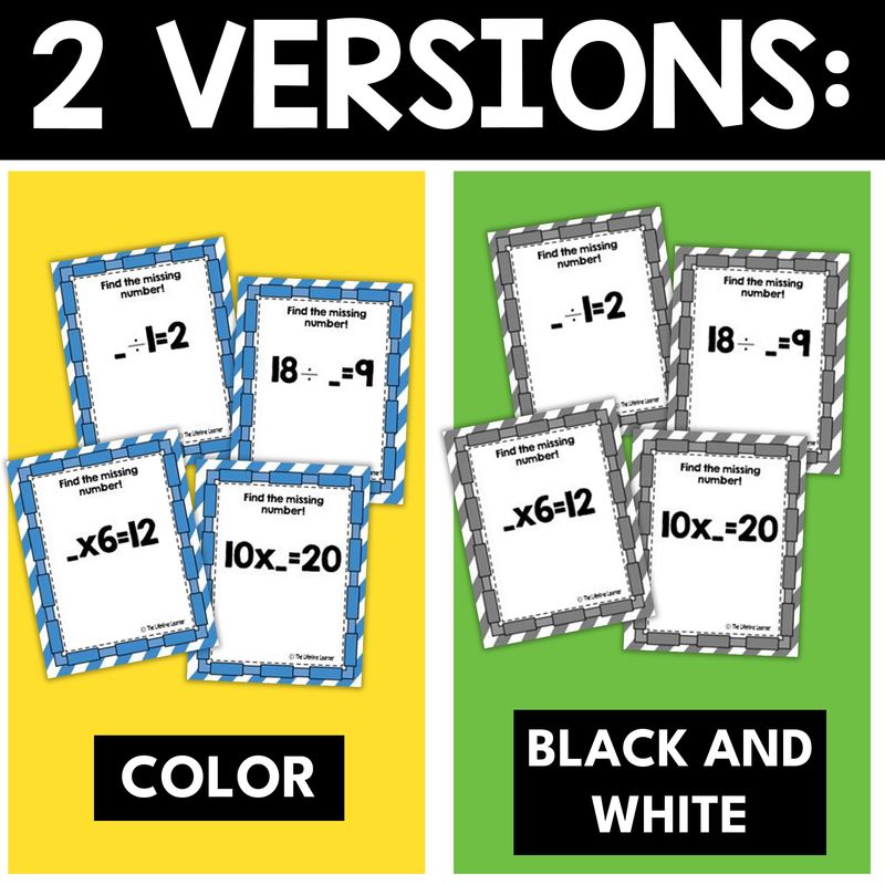 Multiplication and Division Missing Factors Math Spoons Card Game | Fun ...