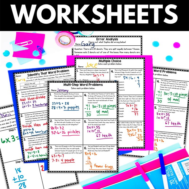 3rd Grade Multi Step Word Problems Worksheets & Activities - The ...