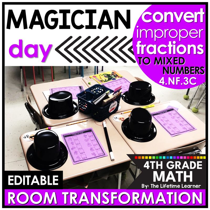 4th Grade Convert Improper Fractions Magician Room Transformation - The ...