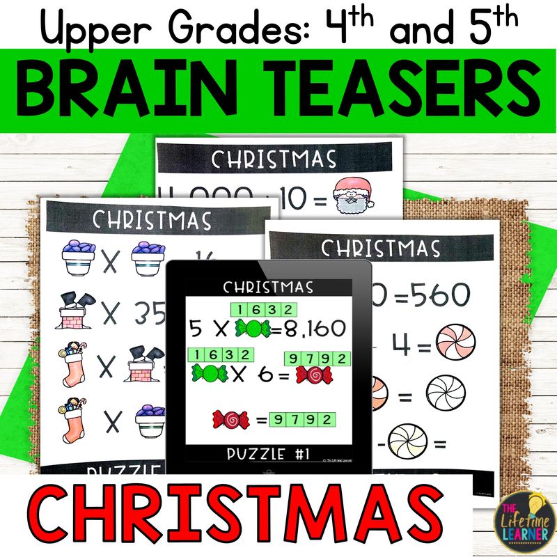 Christmas Brain Teasers Multi-Digit Multiplication and Long Division ...