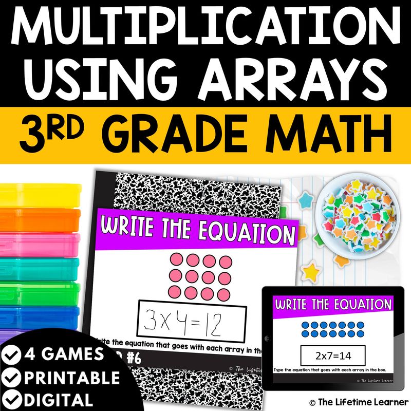 Arrays Multiplication Strategies 3rd Grade Math Task Cards - The Lifetime Learner