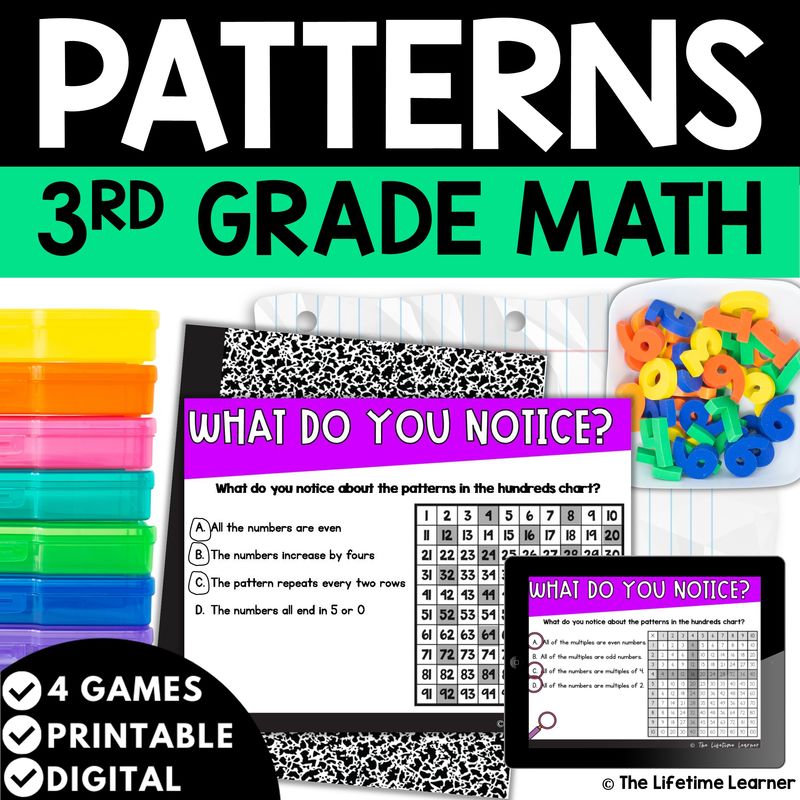 Patterns 3rd Grade Math Task Cards
