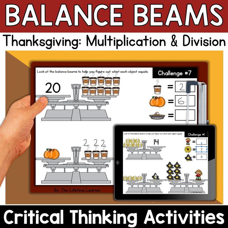 Thanksgiving Critical Thinking Multiplication and Division Facts ...