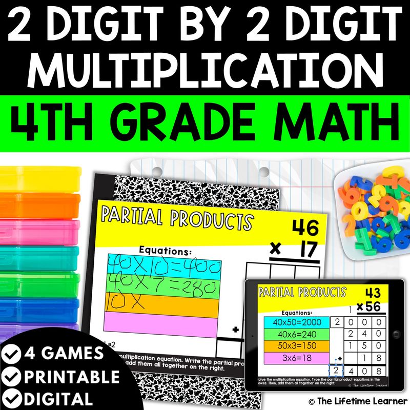 2 Digit by 2 Digit Multiplication 4th Grade Math Task Cards - The ...