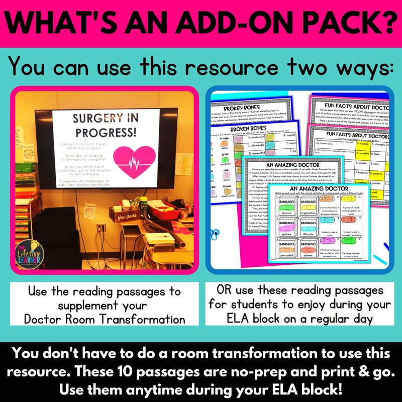 Doctor Reading Comprehension Passages Add On Pack - The Lifetime Learner