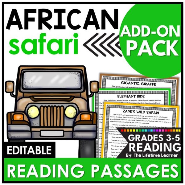 Safari Reading Comprehension Passages Add On Pack - The Lifetime Learner