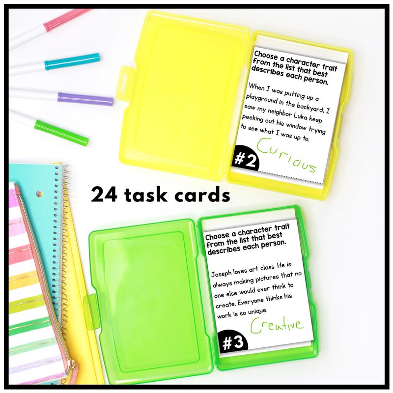 Character Traits Task Cards 3rd 4th 5th Grade | Reading Practice