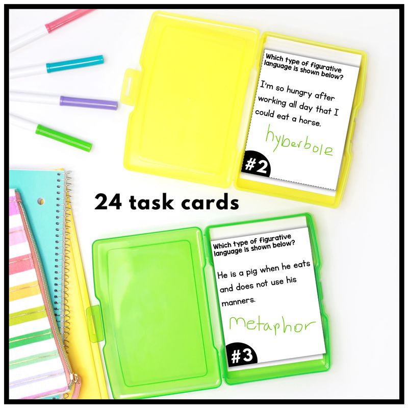 Figurative Language Task Cards 3rd 4th 5th Grade | Reading Practice