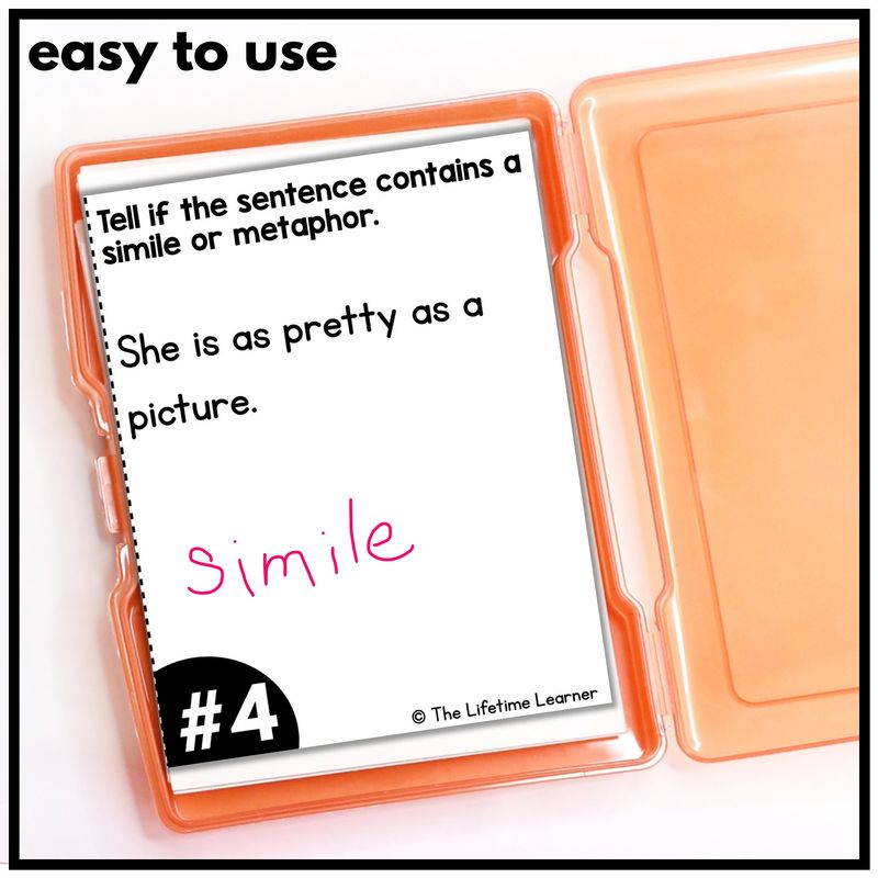 Similes and Metaphors Task Cards 3rd 4th 5th Grade | Reading Practice