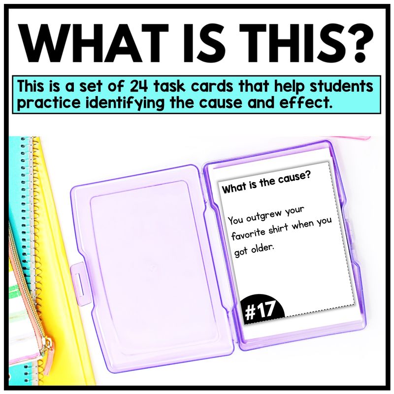 Cause and Effect Task Cards 3rd 4th 5th Grade | Reading Practice