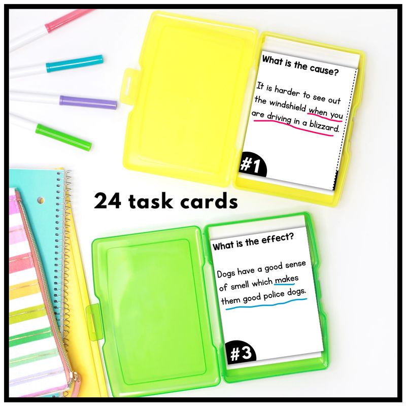 Cause and Effect Task Cards 3rd 4th 5th Grade | Reading Practice