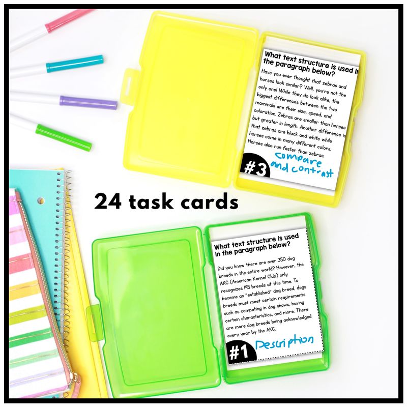 Nonfiction Text Structures Task Cards 3rd 4th 5th Grade | Reading Practice