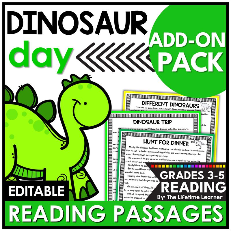 Dinosaur Reading Comprehension Passages Add On Pack - The Lifetime Learner