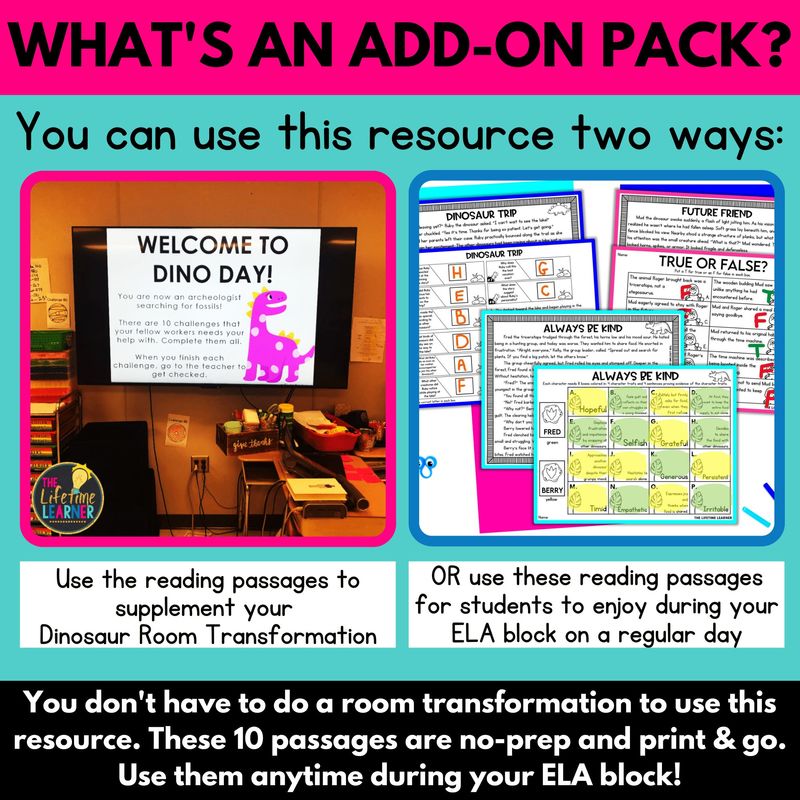 Dinosaur Reading Comprehension Passages Add On Pack - The Lifetime Learner