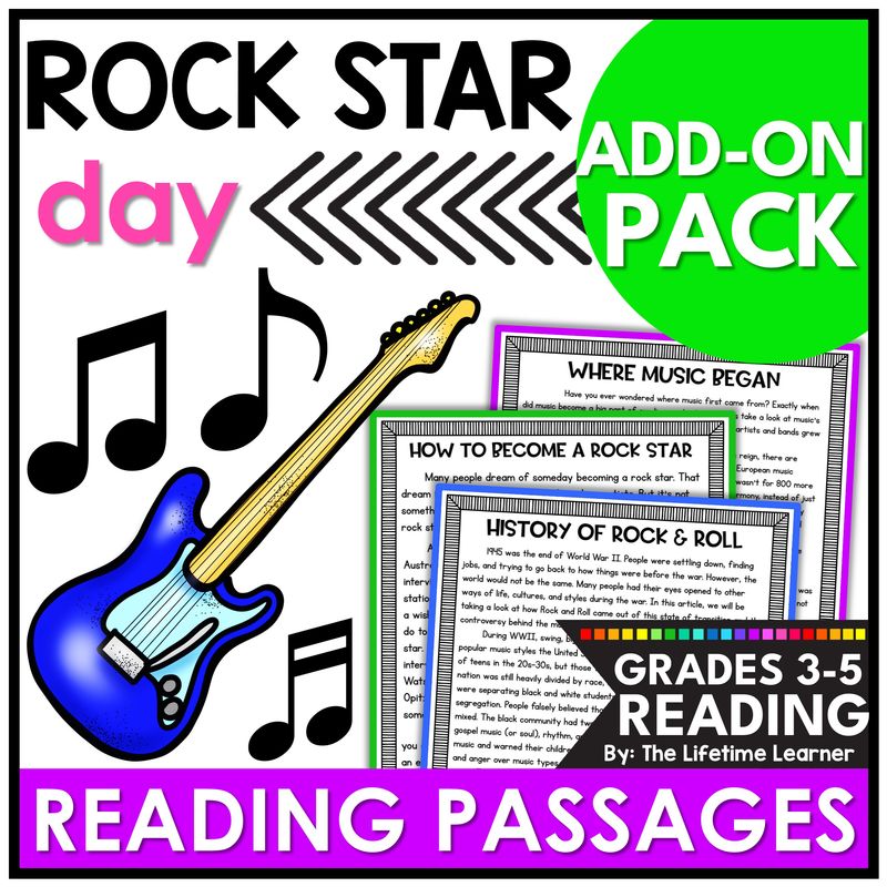 Rock Star Reading Comprehension Passages Add On Pack - The Lifetime Learner