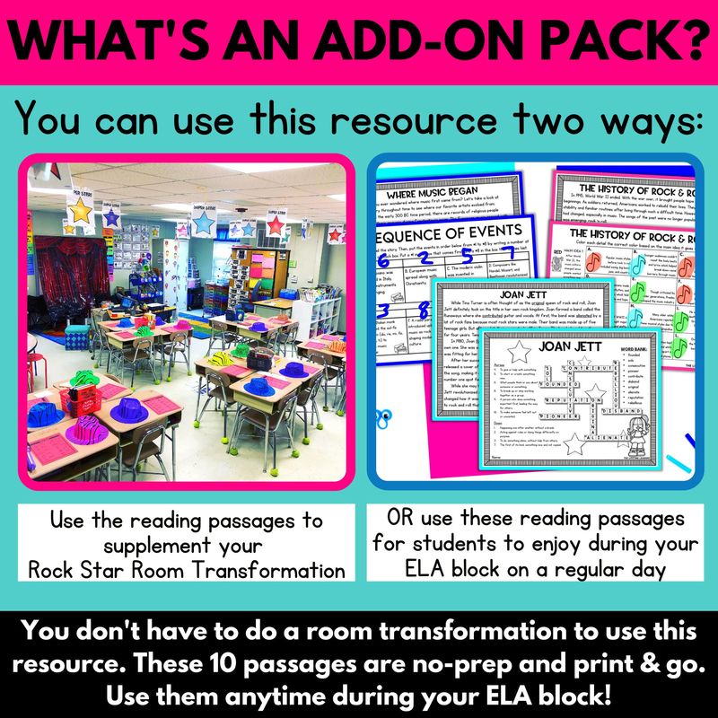 Rock Star Reading Comprehension Passages Add On Pack - The Lifetime Learner
