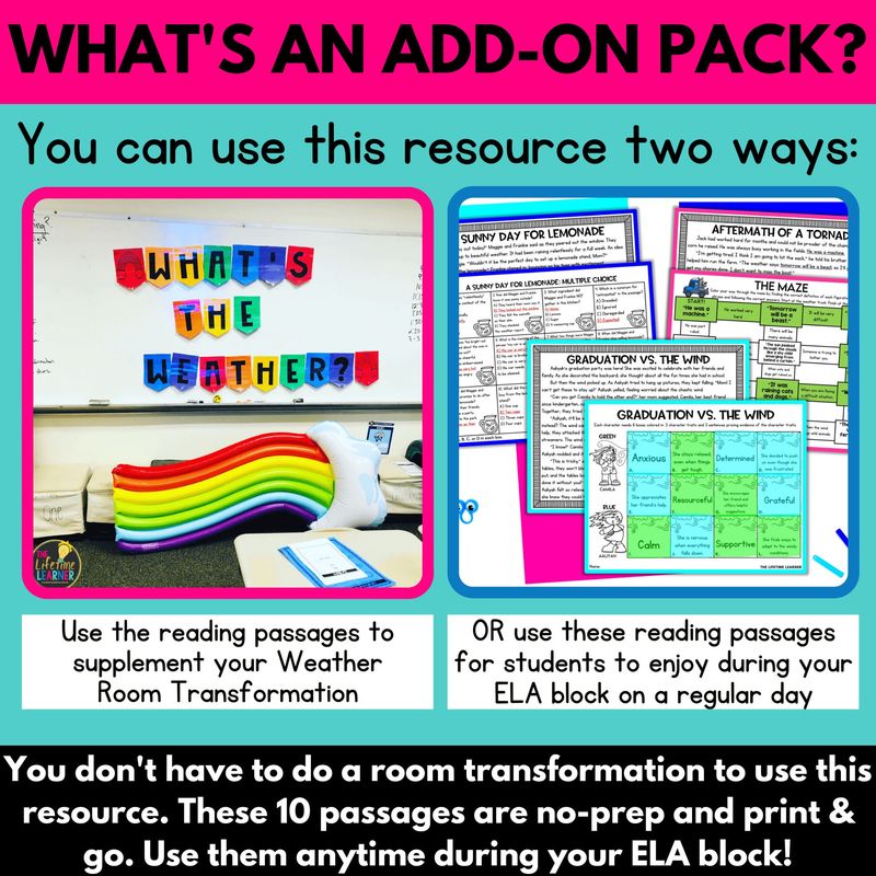 Weather Reading Comprehension Passages Add On Pack - The Lifetime Learner