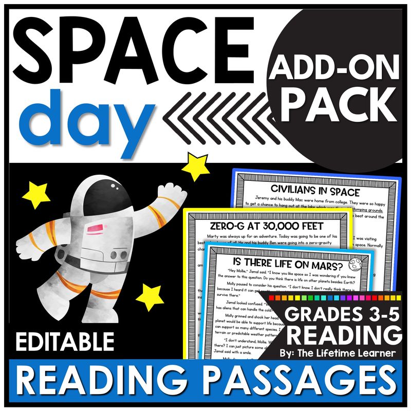 Space Reading Comprehension Passages Add On Pack - The Lifetime Learner