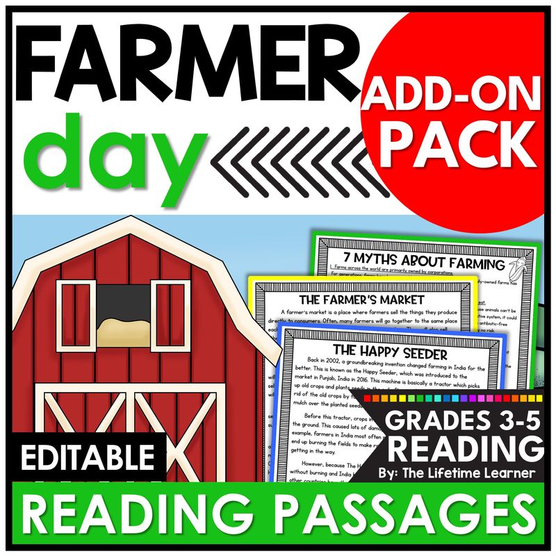 Farmer Reading Comprehension Passages Add On Pack - The Lifetime Learner