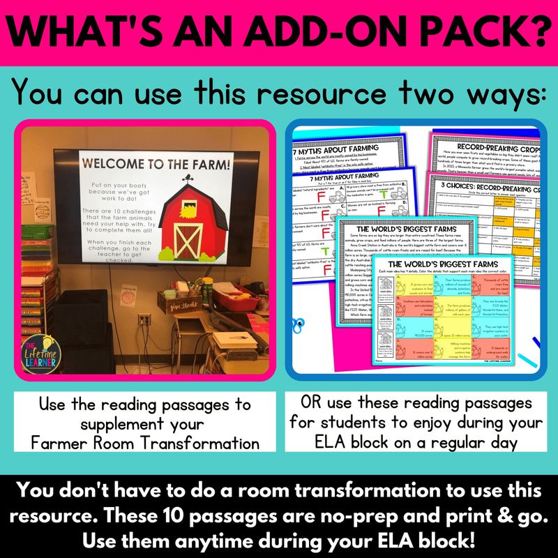 Farmer Reading Comprehension Passages Add On Pack - The Lifetime Learner