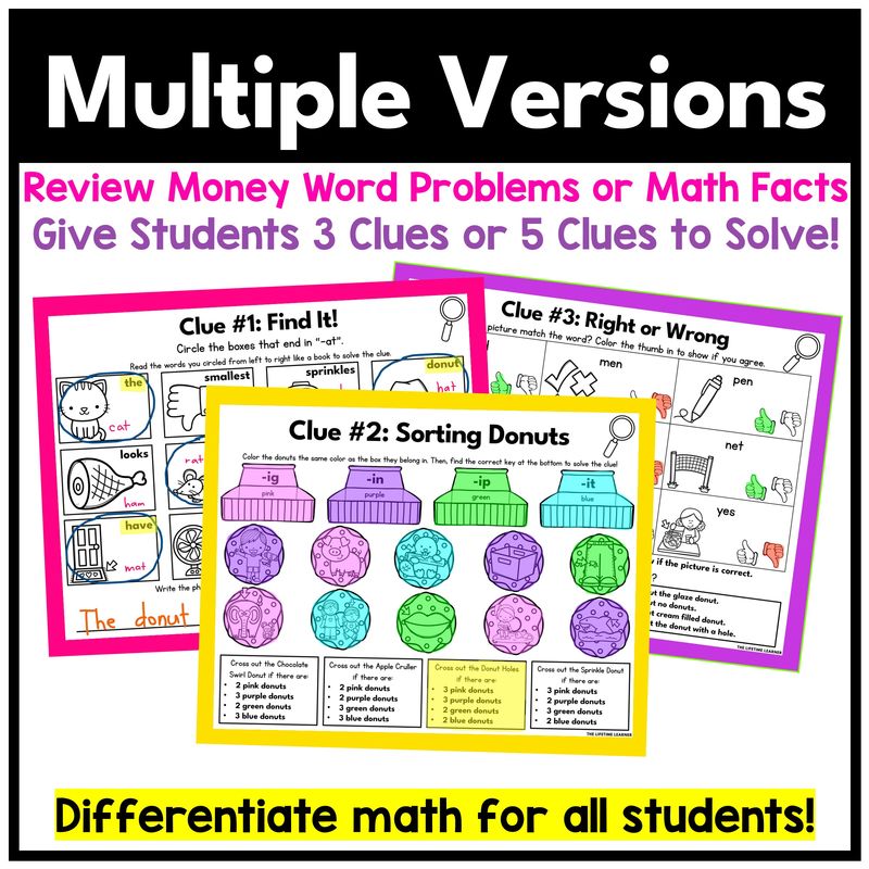 Donut Math Mystery 2nd Grade | Money Practice